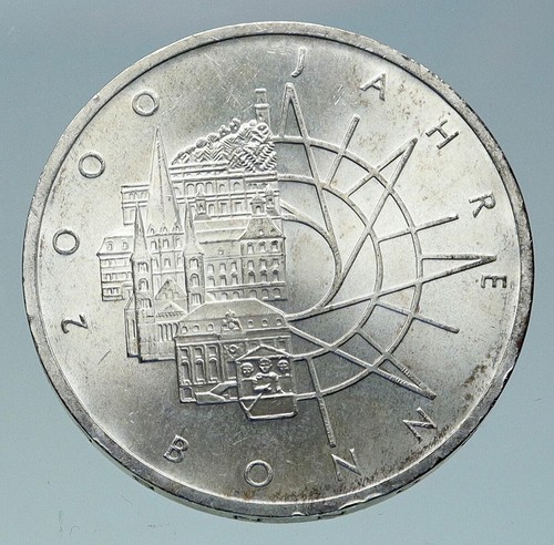 1989 Germany 200 Years CITY OF BONN Vintage Eagle OLD Silver 10 Mark ...