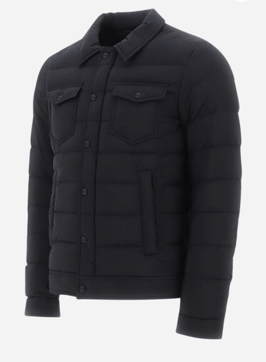 HERNO LA DENIM Down Jacket Navy Blue 54 Quilted Feather HERNO LA DENIM Down Jacket Navy Blue 54 Quilted Feather
