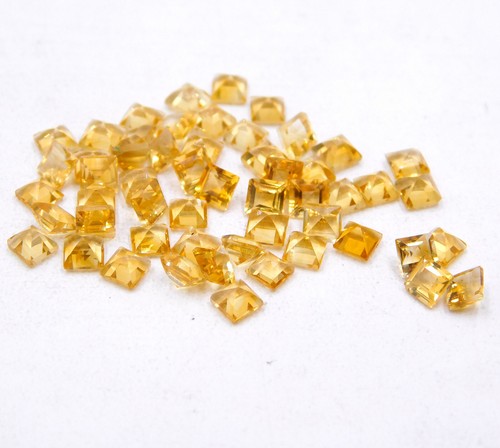 Natural Citrine Square Cut Lot Loose Gemstones 3 MM For Jewelry Making ...