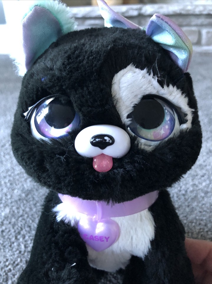 Present Pets Casey Dog Black Glitter Puppy Interactive Animated Plush ...