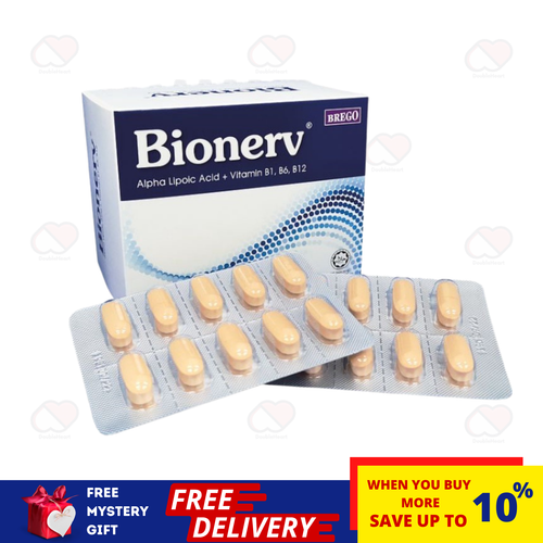 2 Box Bionerv 60's Alpha Lipoic Acid, Vitamin B1, B6, B12 Reduces Nerve ...