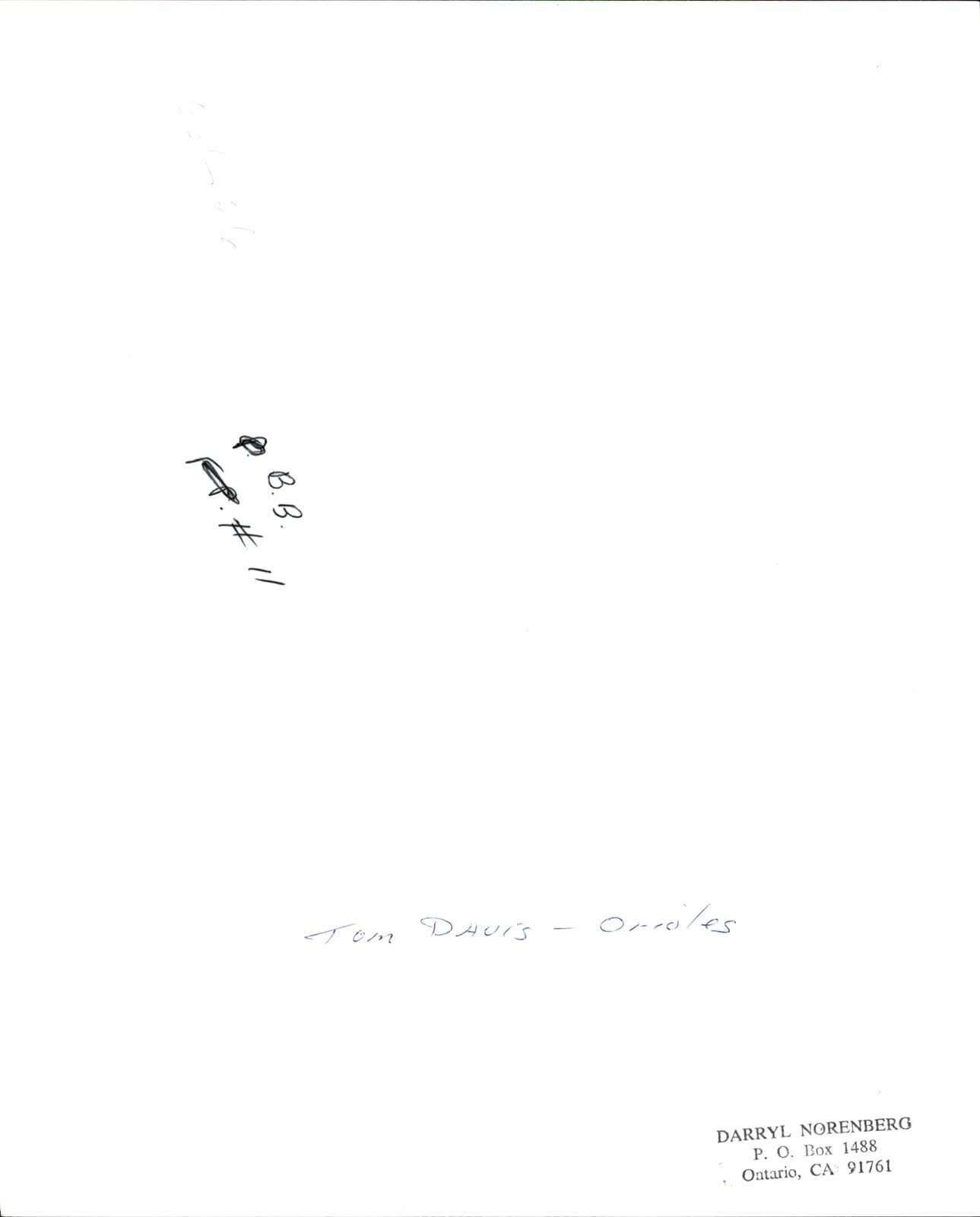 LD227 Original Darryl Norenberg Photo TOM DAVIS BALTIMORE ORIOLES ...