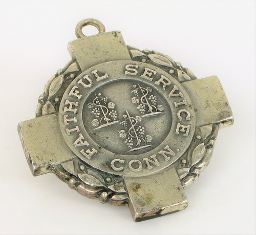 VTG STERLING SILVER FAITHFUL SERVICE CONNECTICUT CONN CROSS PENDANT 33 ...