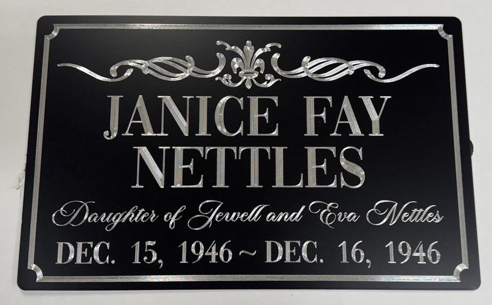 Engraved Custom Memorial Grave Marker Diamond Etched Black Metal Sign ...