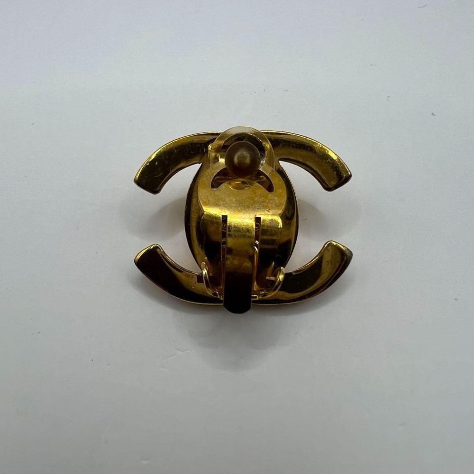 Chanel Coco Mark Gold Turnlock Earrings 98P Used Jewelry Accessories | eBay