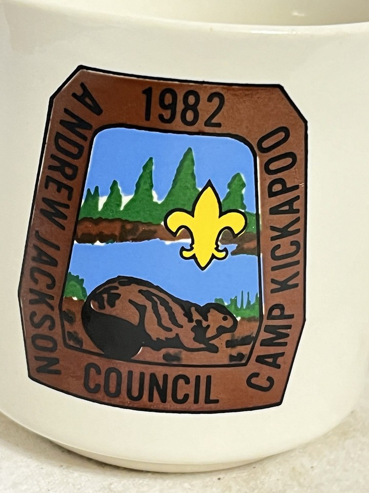 MISSISSIPPI BOY SCOUT Coffee Cup CAMP KICKAPOO 1982 Clinton Mississippi ...