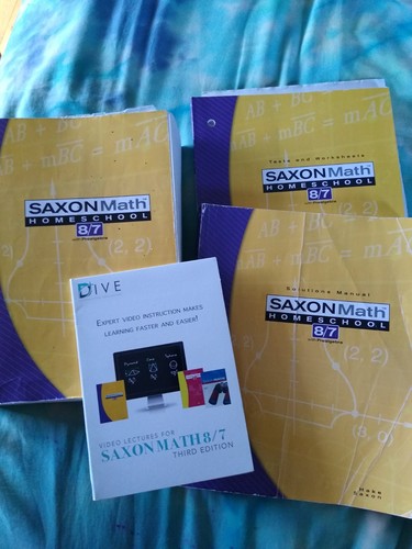 Saxon Math 8/7 Textbook, Solutions Manual, Test & Worksheet book, and ...