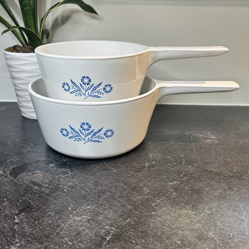 Corning Ware Cornflower Blue 2.5 & 1.5 Qt Range Topper Metal Cooking ...