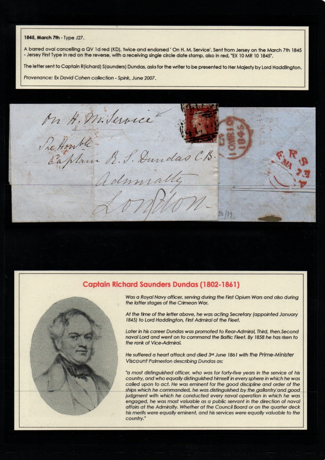 Jersey barred oval 409, 1d red, Captain Richard Dundas | eBay UK