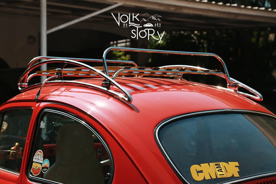 Vintage airstreme tear drop volkswagen Beetle Roof Rack wood slats ...