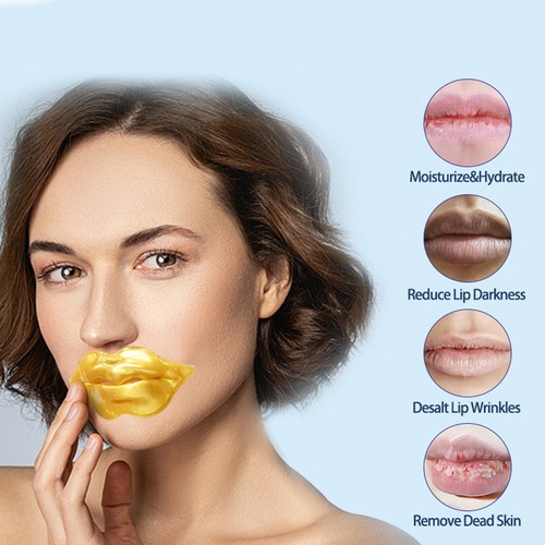 12x 24K Gold Collagen Crystal Lip Mask for a Plumper, Firmer, and ...