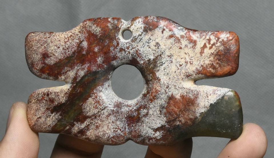 9CM Chinese Hongshan Culture Old Jade Carving “ Gou Yun Pei ” YuBi Yu ...