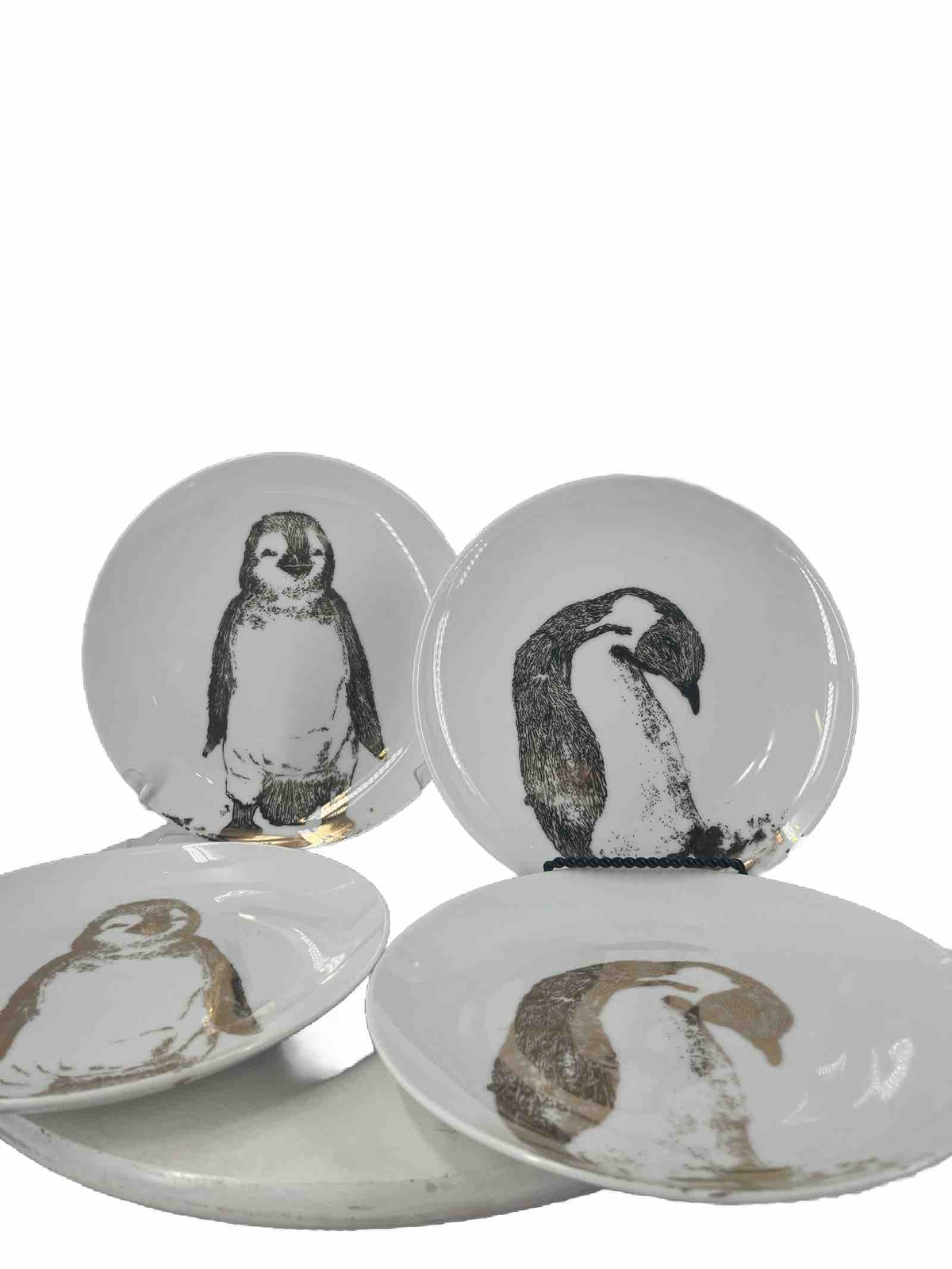 Pier 1 Imports Gold Penguin Bread Salad appetizer dessert plates 8 1/4 ...