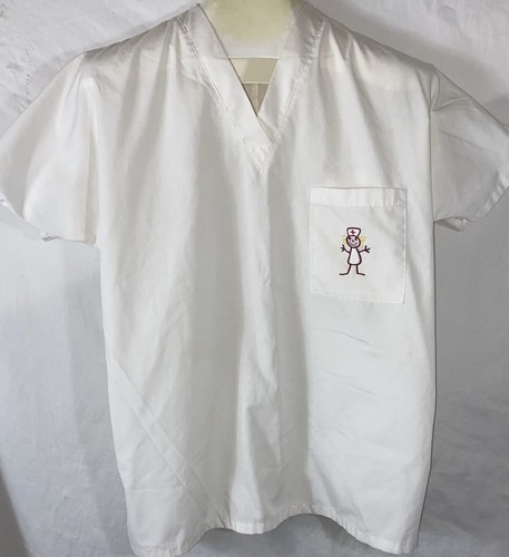scrub top white pediatric nurse stick figure medical uniform Healthcare ...