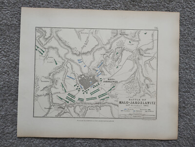 1850 Antique Map of the Battle of Malo-Jaroslawitz, October 1812 ...