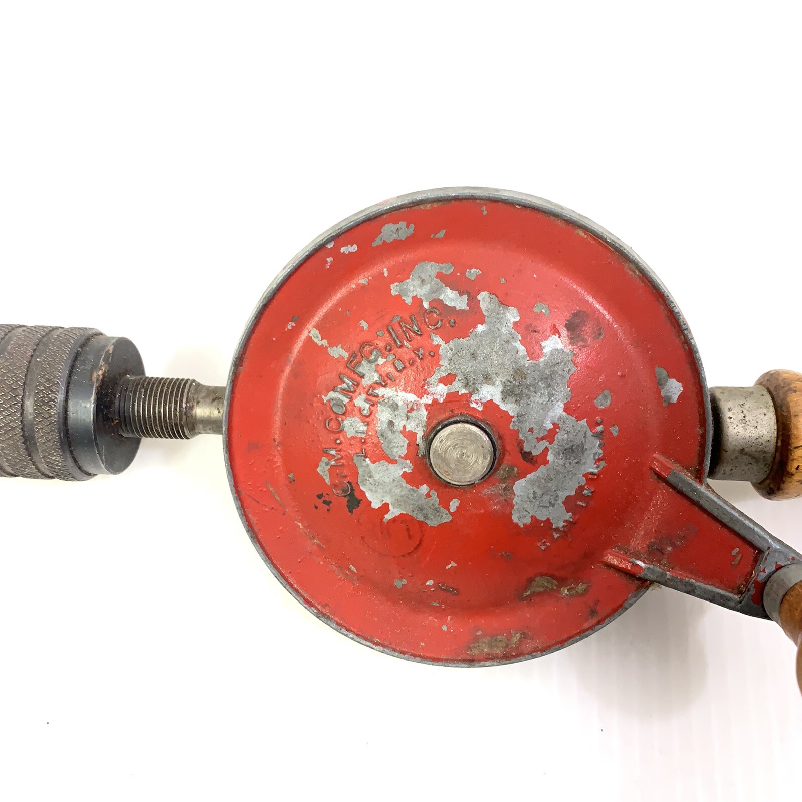 Vintage G M Co MFG Inc L I City N Y Hand Drill RED COVER MADE IN vintage-g-m-co-mfg-inc-l-i-city-n-y-hand-drill-red-cover-made-in