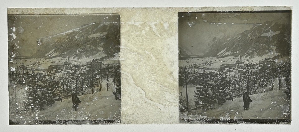 Station Ski c1930 Photo Stereo Plate Glass Damaged Vintage CT8Ln1 | eBay