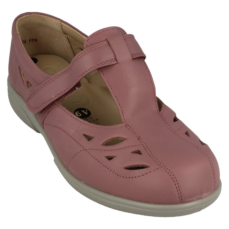 Ladies Hook & Loop Easy B Leather Casual Shoes: Flavia (Factory Seconds ...