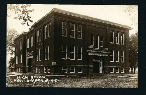 New Sharon Iowa IA c1910 RPPC Old 3 Story Brick High School Building ...