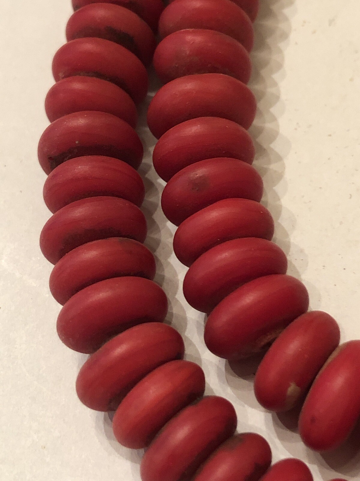 20" Vintage Red Opaque Glass Rondelle / Disc Trade Be… - Gem