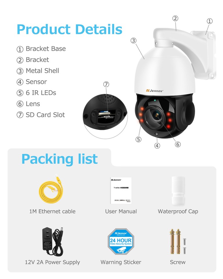 4K PoE Security Camera Auto Tracking 328ft IR Night Vision for Onvif ...