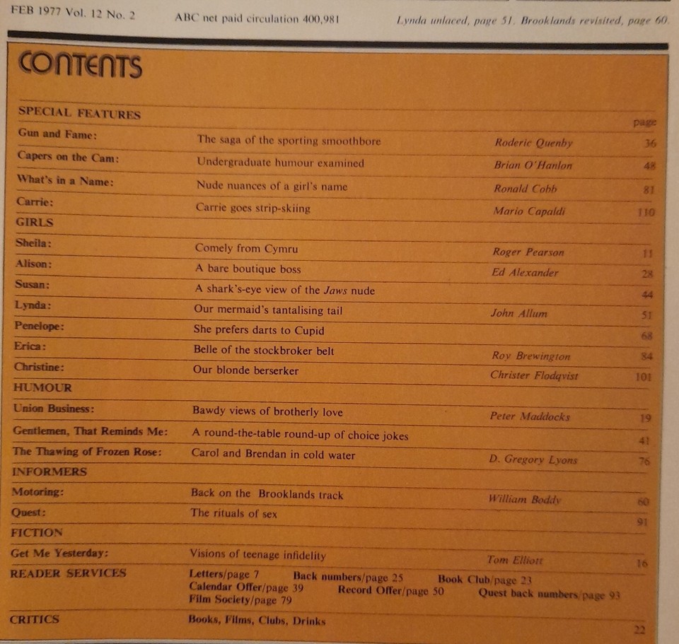 Mayfair Magazine Volume 12 Number 2 Linda Lusardi Susan Backlinie Jaws ...