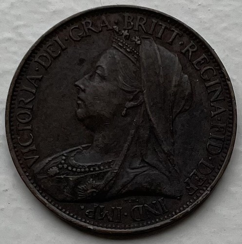 1895 QUEEN VICTORIA GREAT BRITAIN BRONZE FARTHING PENNY 1D COIN - Very ...