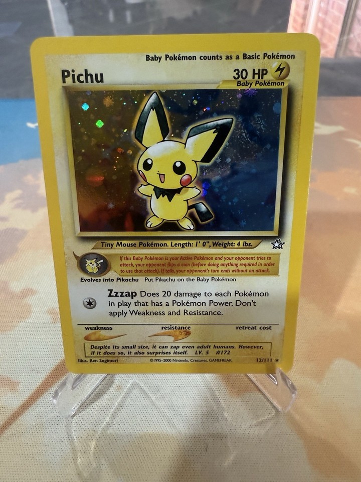 Pokemon TCG Card Game Neo Genesis Pichu Holo 12/111 Swirl 🌀 Near Mint ...