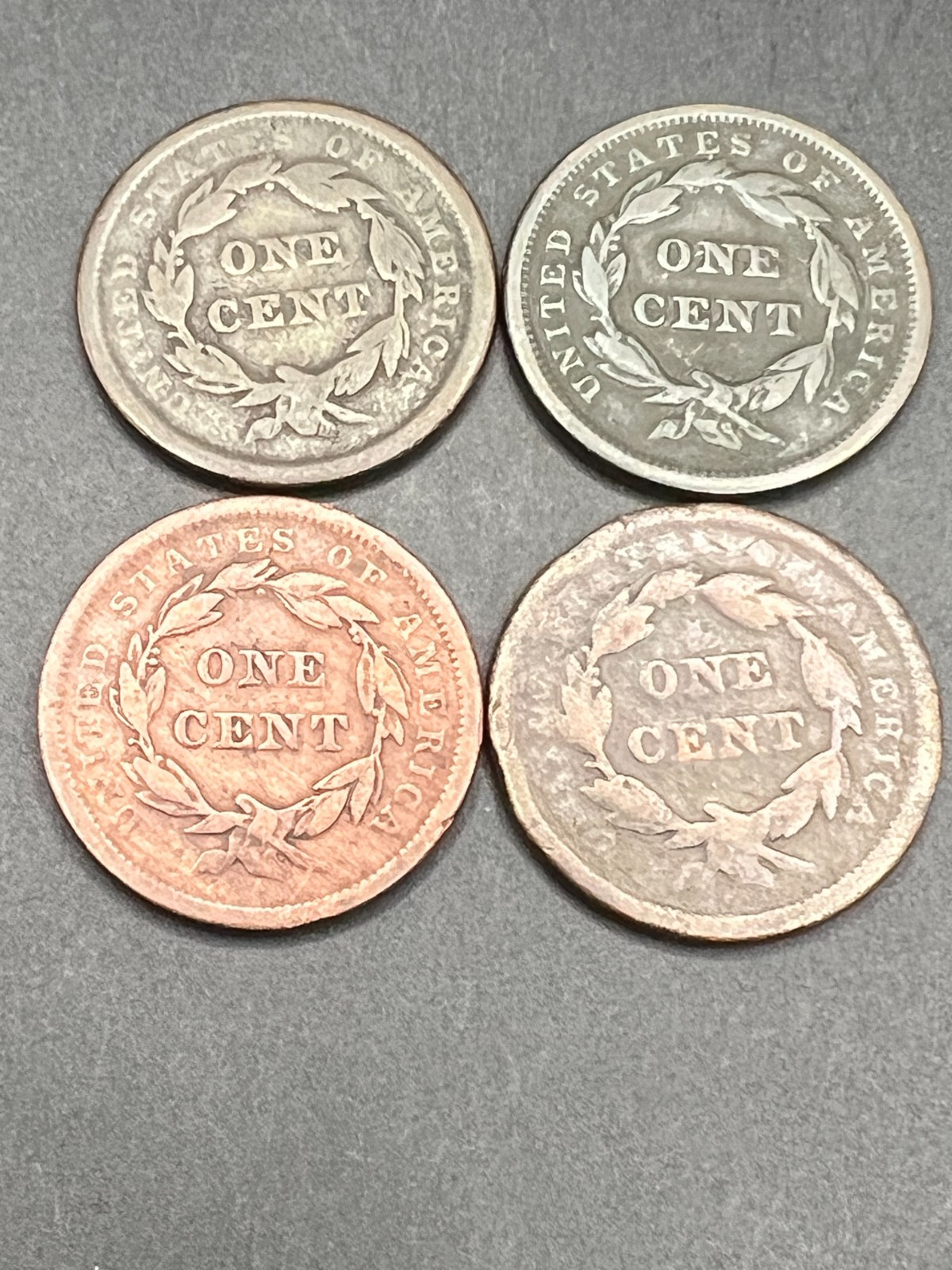 Large Cent Matron Head Modified (aka Coronet Head) Lot of 4, 1840-1843 ...