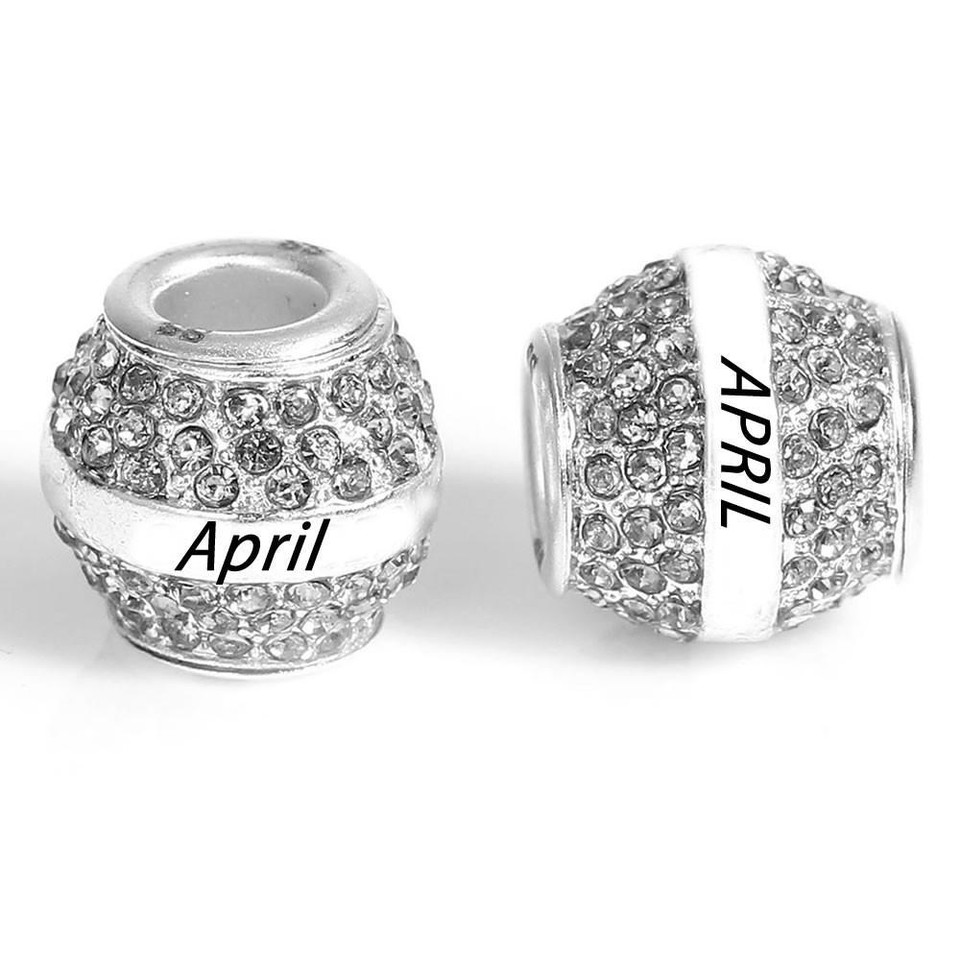 "April " Birthday Birthstone With Month Engraved on Charms for Snake ...