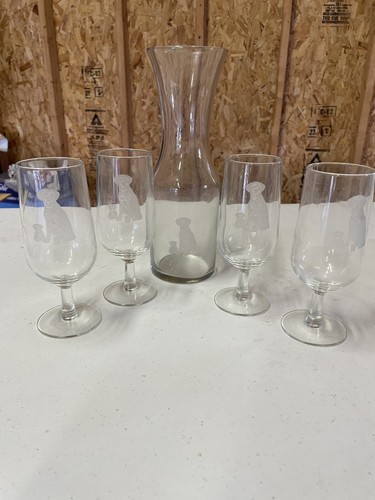 Vintage RCA Nipper Chipper 4 Wine Glass & Carafe Set 1990s | eBay