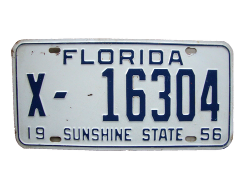 1956 Florida X prefix Exempt license plate for official vehicles Police ...