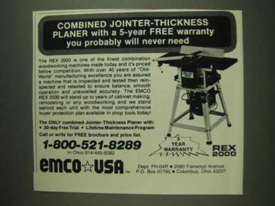 1984 Emco Rex 2000 Jointer - Thickness Planer Ad | eBay