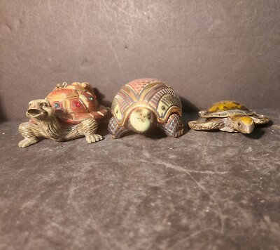 3 Porcelain Ceramic Turtle Figurine Nini Olivia Liegel Trinkets Rare ...