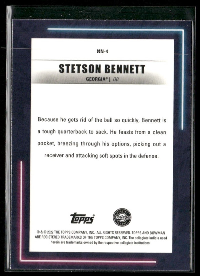 Stetson Bennett 2022 Bowman U #NN-4 Neon Neophytes Georgia Bulldogs | eBay
