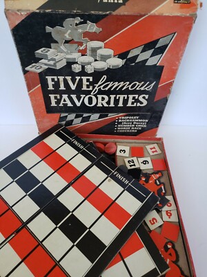 Vintage Five Famous Favorites Board Game Set Cadaco-Ellis 1943 Tripoley ...