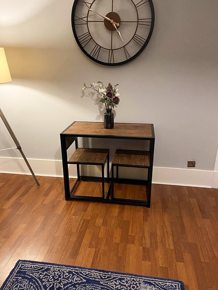 Small Dining Table 2 Chairs Kitchen Furniture Set Space Saving ...