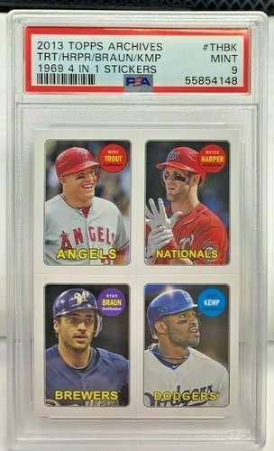 Mike Trout/Bryce Harper/Braun/Kemp 2013 Topps Archives 1969 4 in 1 ...