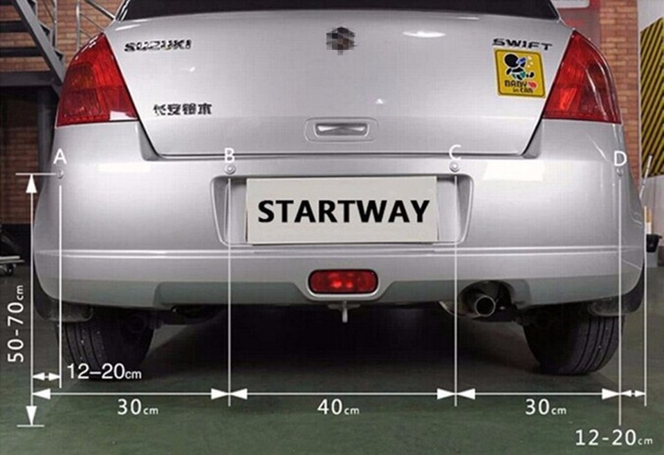 4PCS Car Flat Sensor System Reverse Backup Parking Radar Rainproof ...