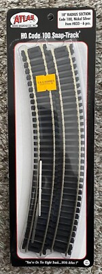 Atlas Track Code 100 Nickel Silver Rail 18" radius curved track 6-pack ...