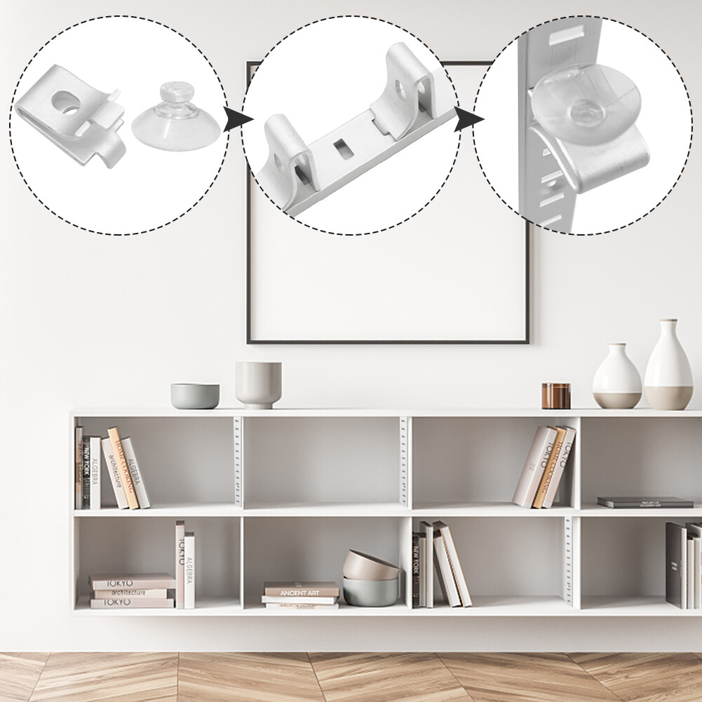 Bookcase Support Brackets With Suction Cup Kitchen Cabinet Shelf Clip ...