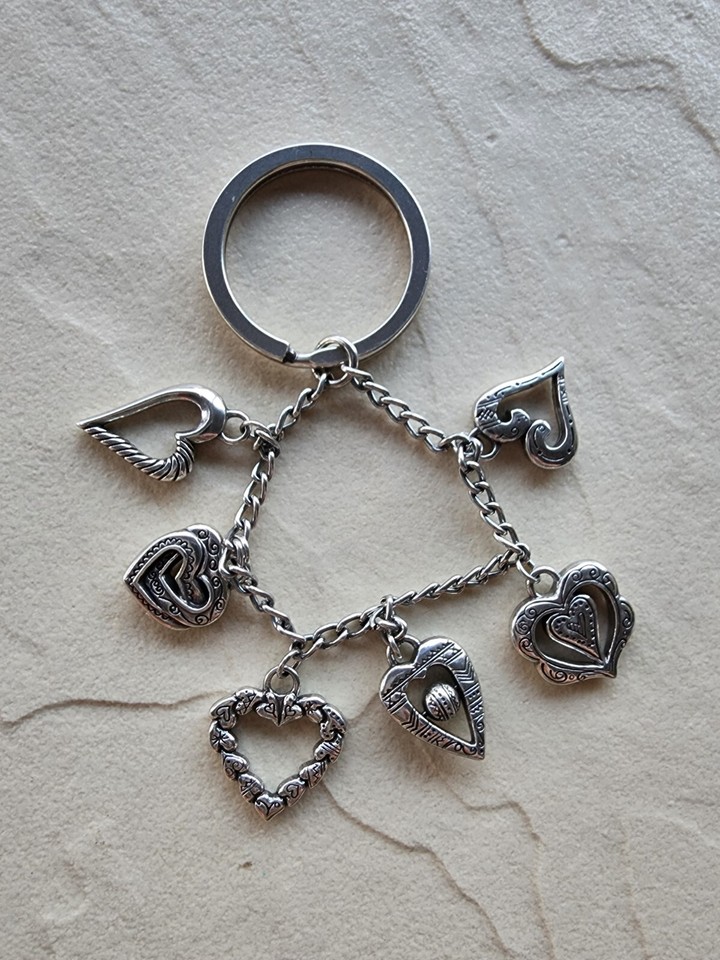 Brighton Keychain Silver Plated Heart 6 Charms Key Fob Rare | eBay