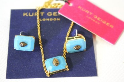 Kurt Geiger Blue Rectangular with eagle head earrings and match ...