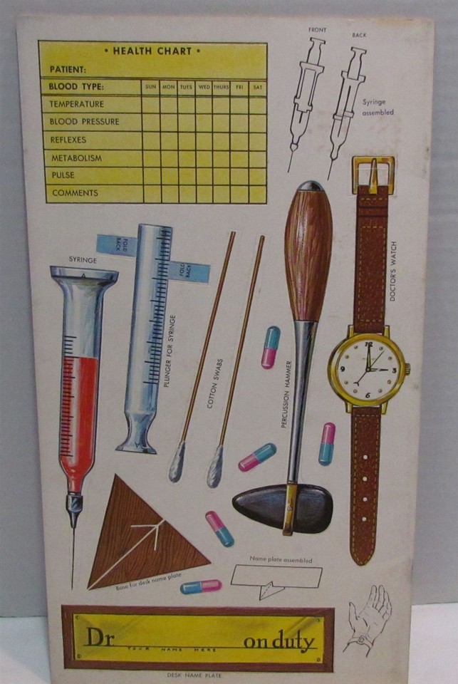 1962 Dr Kildare Junior Doctor Kit Golden Funtime Punch-Out Book, UNUSED ...
