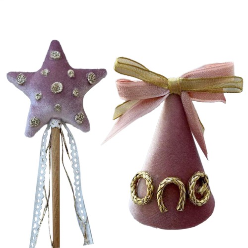 Birthday Party Hats Violet Velvet Hat Five-pointed Star Streamer Magic ...