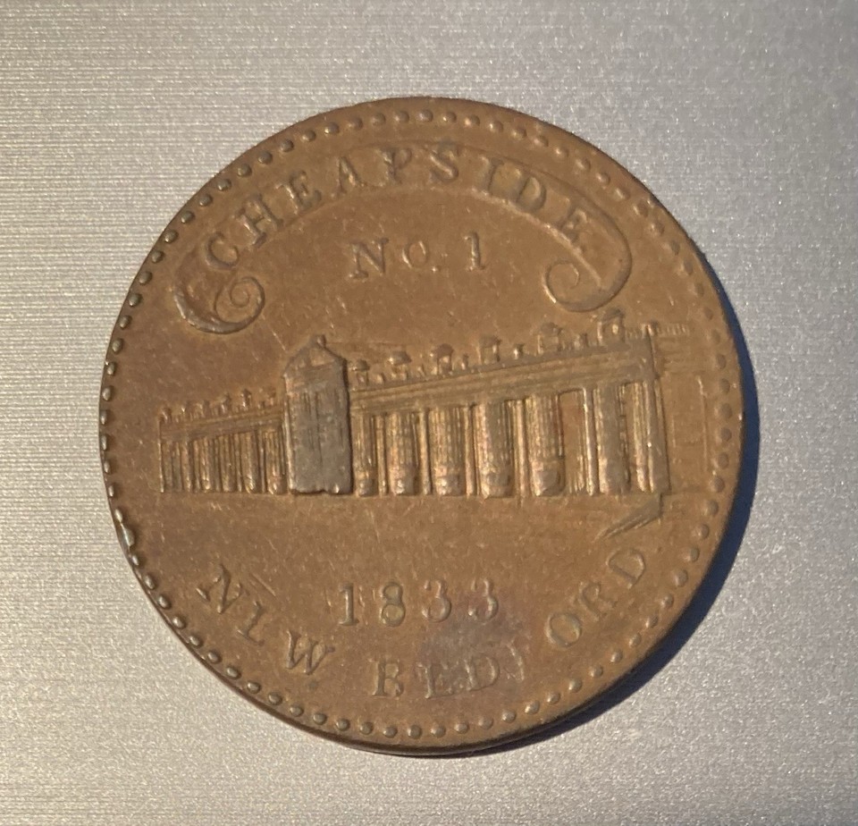 1833 New Bedford MA Hard Times Token Francis L. Brigham Cheapside HT ...