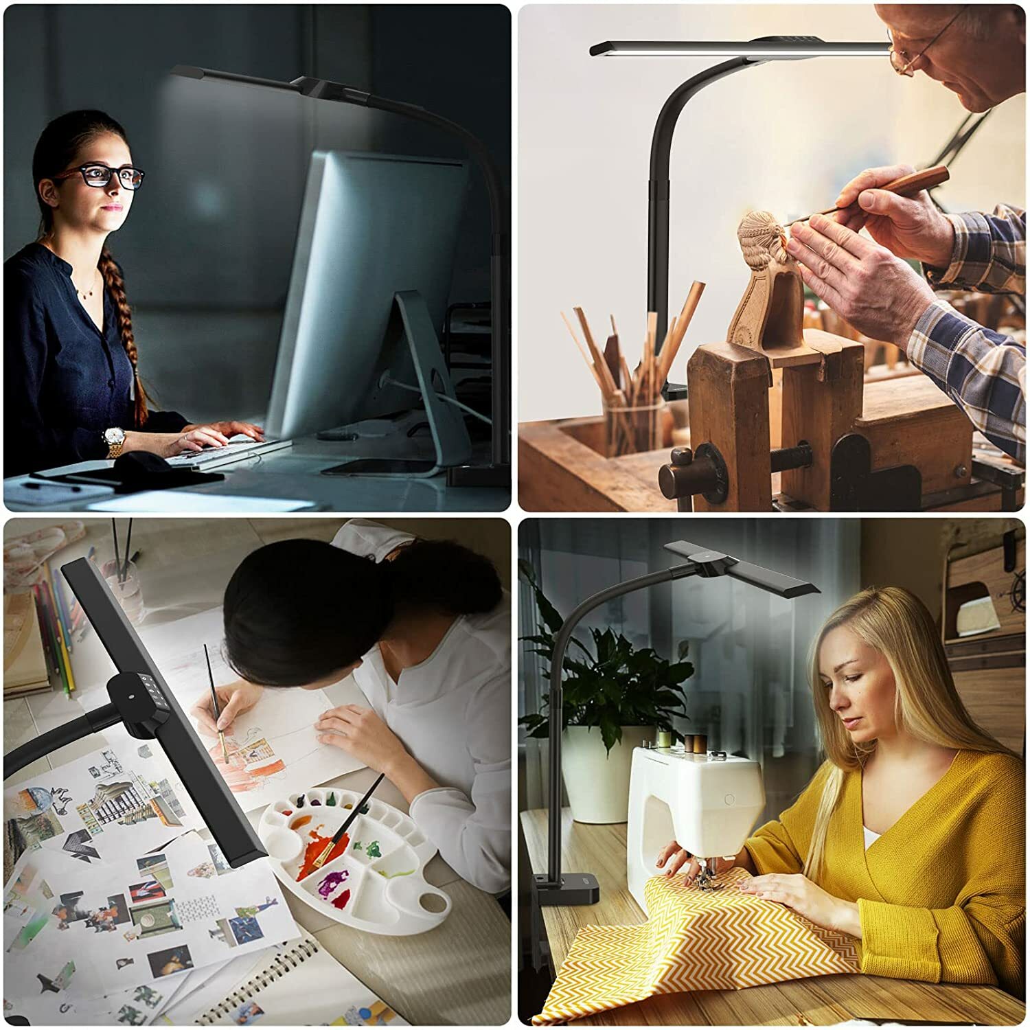 24W Bright LED Desk Lamp Dim Timer Home Office Drawing Crafting ...