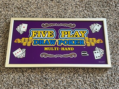 Slot Machine Glass Five Play Draw Poker IGT Game Vegas Vintage Framed 9 ...