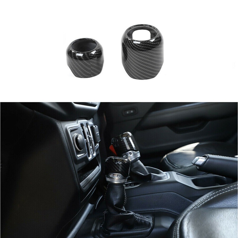 ⭕Carbon Fiber Central Gear Shift 4WD Knob Cover Trim for Jeep Wrangler ...