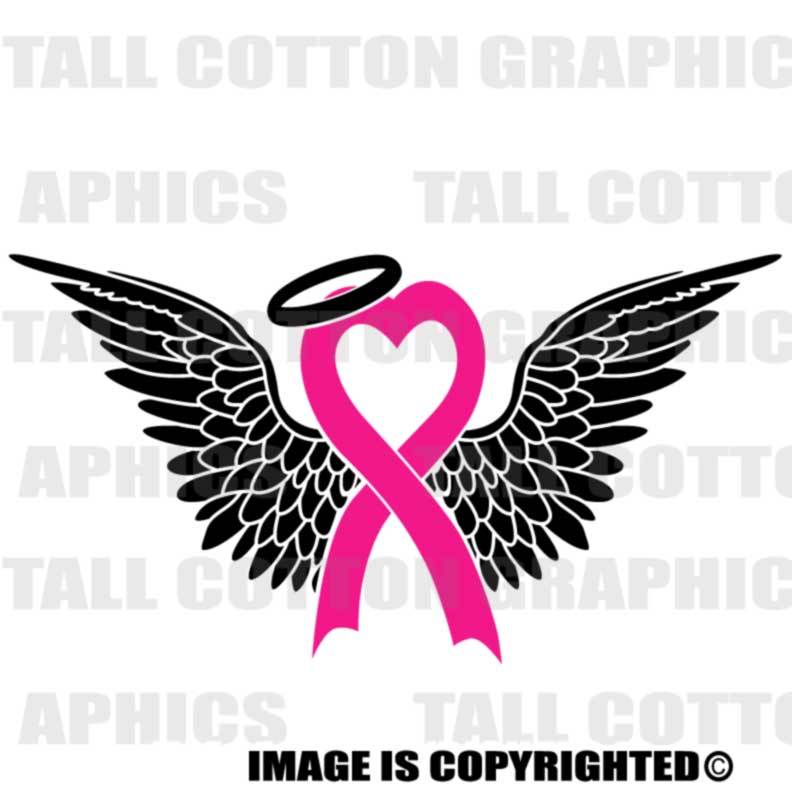 Cancer Ribbon With Wings And Halo